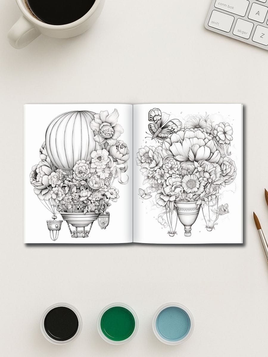 Vintage Charm – 200 Floral Object Coloring Pages | Ollies Books